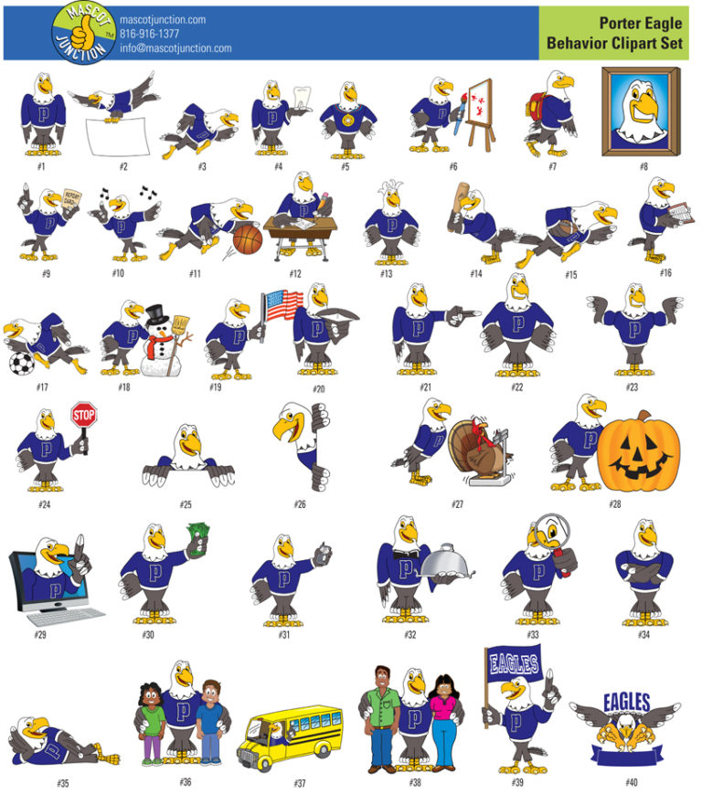 Eagle Mascot Clip Art Images Custom Colors - PBIS Posters